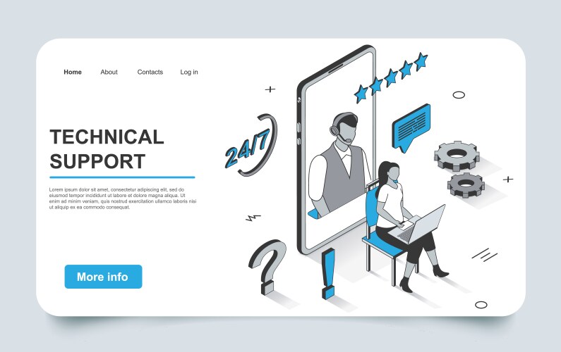Isometric male technical support operator Vector Image