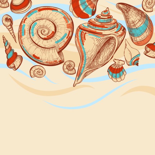 Seashell sand background poster Royalty Free Vector Image