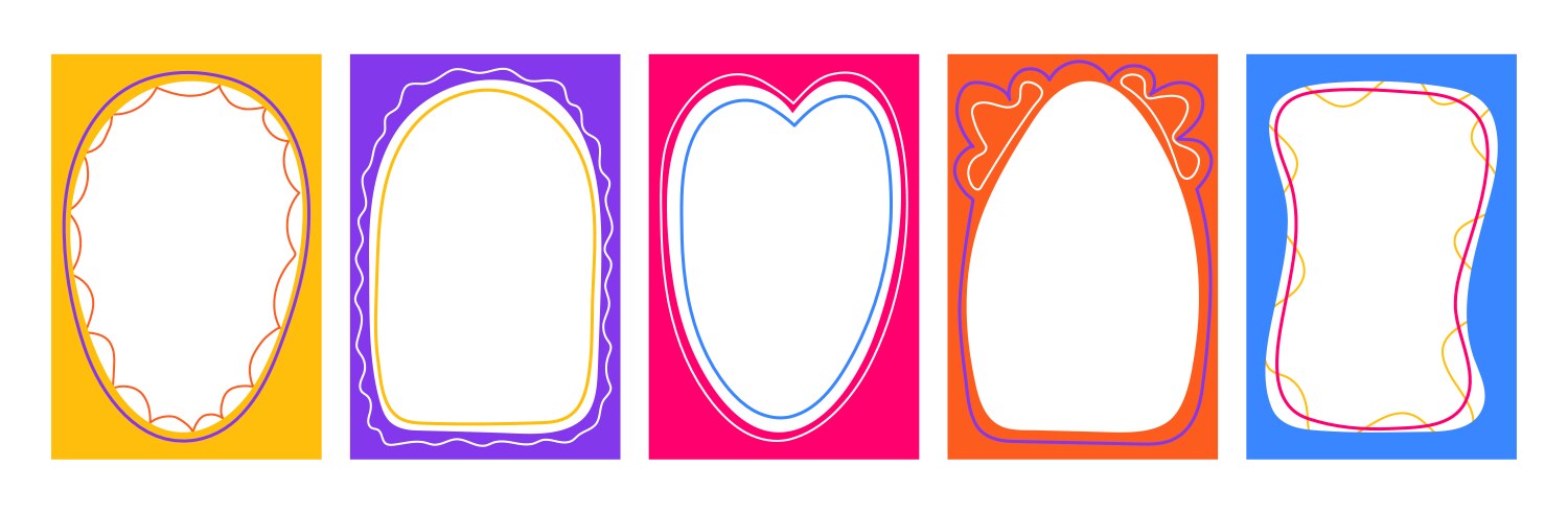 Hand drawn border set with wavy pattern doodle Vector Image