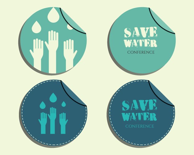 Water labels and stickers Royalty Free Vector Image