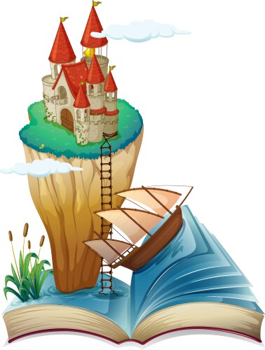 Castle in the storybook Royalty Free Vector Image