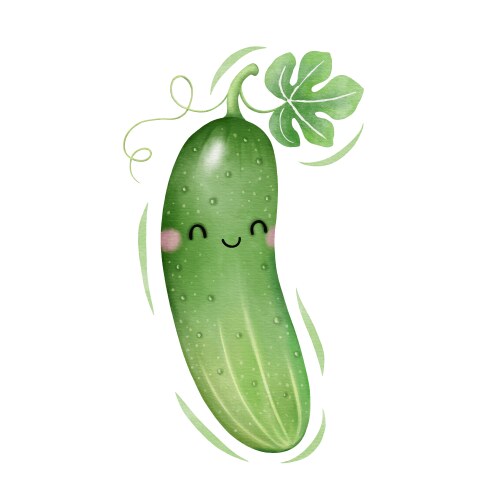 Cartoon groovy cucumber ripe vegetable character Vector Image