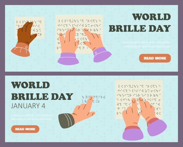Diverse hands reading braille set Royalty Free Vector Image