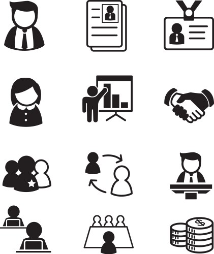 Management icon set Royalty Free Vector Image - VectorStock