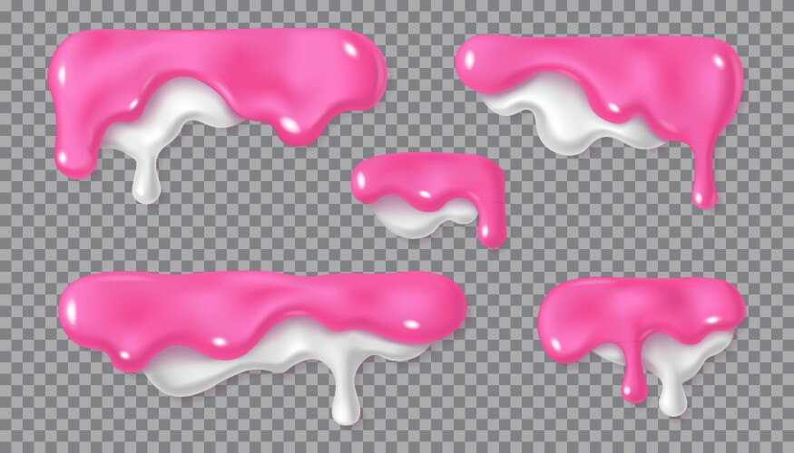 Melted pink icing drop set with sprinkles Vector Image