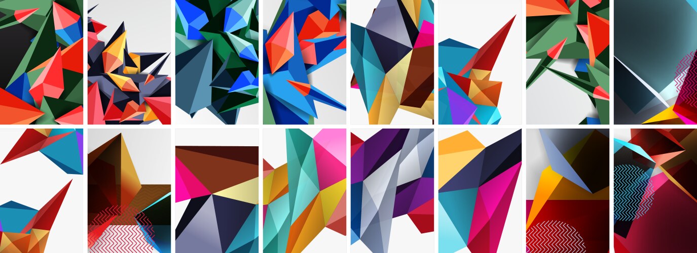 Set of low poly triangles poster geometric Vector Image