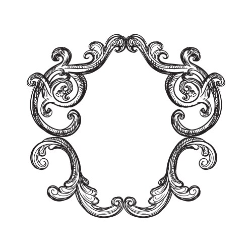 Hand drawing vintage baroque frame monochrome Vector Image