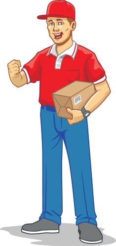 Cute style postman cartoon Royalty Free Vector Image