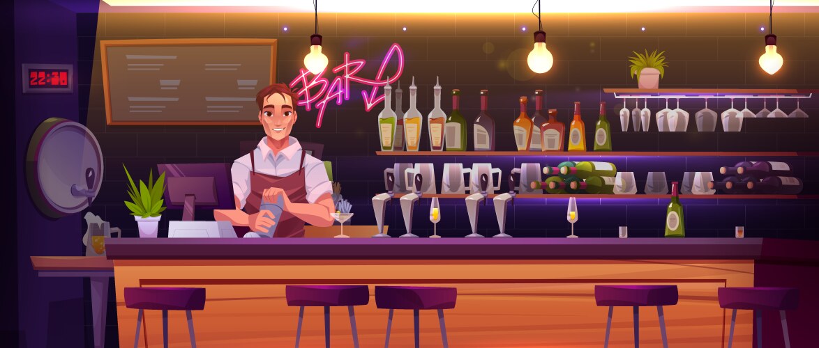 Interior pub bar or cafe Royalty Free Vector Image