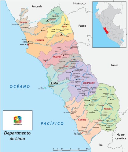 Map of the peruvian region lima Royalty Free Vector Image