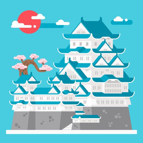 Flat design landscape of japan Royalty Free Vector Image