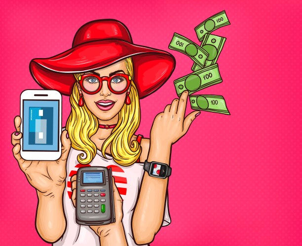 Sexy Pop Art Girl Holding A Cocktail In Her Hand Vector Image