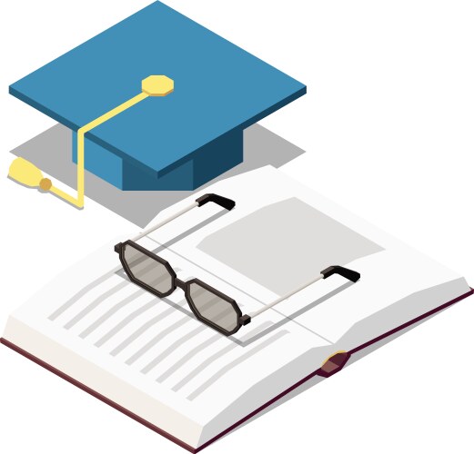 Red two isometric book in flat design style Vector Image