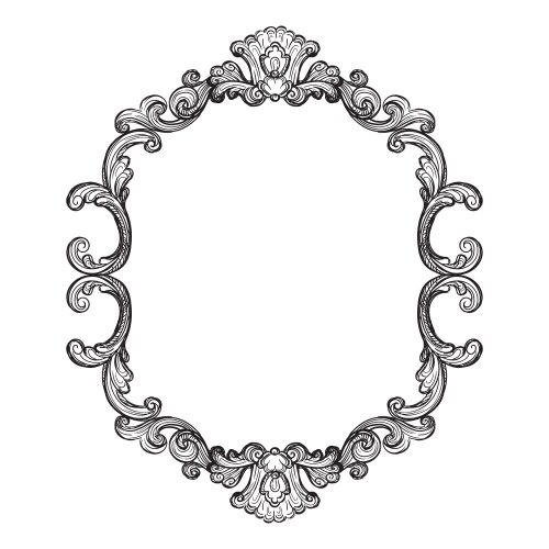Hand drawing vintage baroque frame monochrome Vector Image