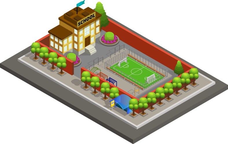Isometric school Royalty Free Vector Image - VectorStock