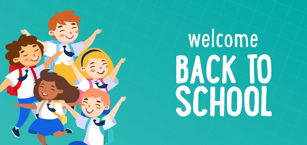Welcome back to school concept smart happy kids Vector Image