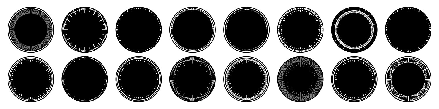 Mechanical clock faces with arabic numerals bezel Vector Image