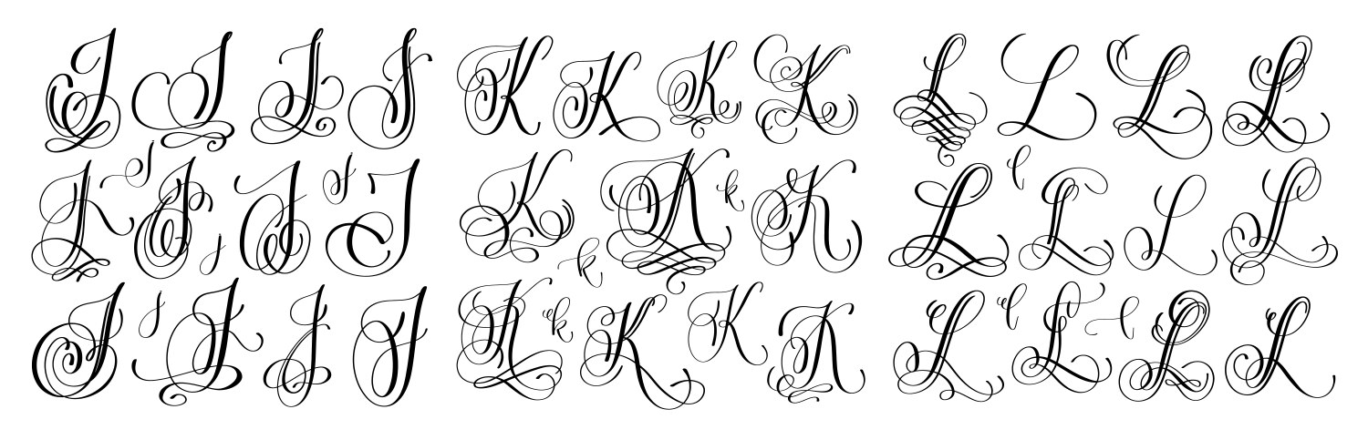 Calligraphy lettering script font a set hand Vector Image
