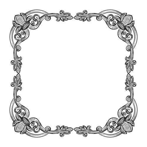 Hand drawing vintage baroque frame monochrome Vector Image