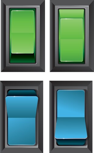 Green toggle switch button showing on state Vector Image
