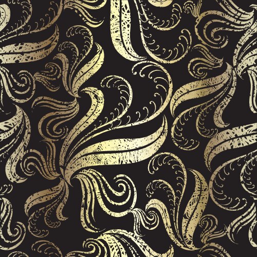 Retro pattern of gold poppies Royalty Free Vector Image