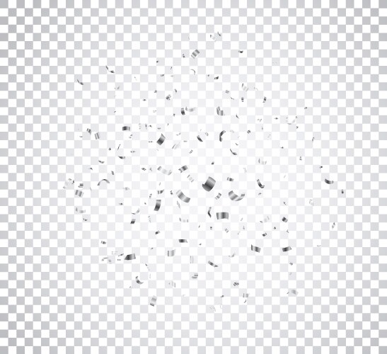 Silver confetti and ribbon isolated on transparent