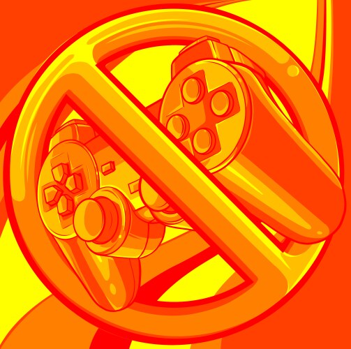 Symbol prohibition gaming controller Royalty Free Vector