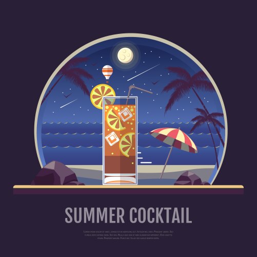 Flat style design of summer cocktail Royalty Free Vector