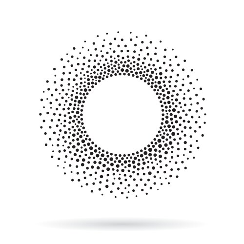 Halftone circle with random dots black Royalty Free Vector