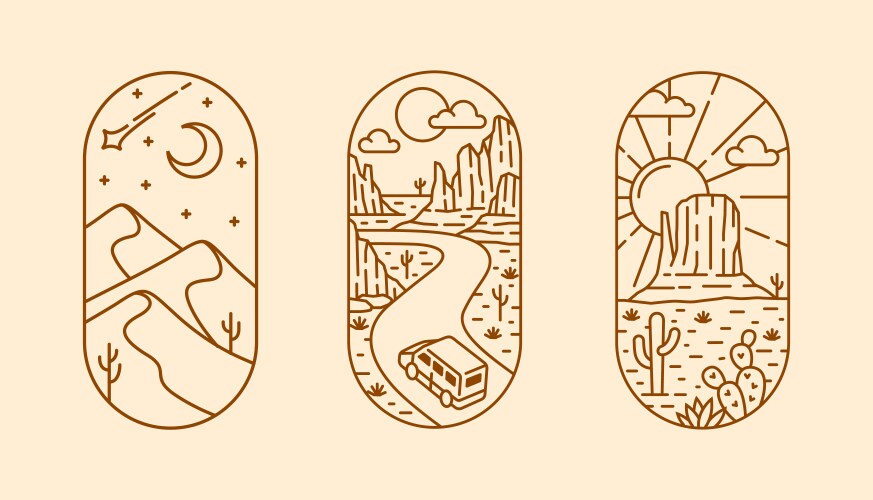 Beautiful nature line art Royalty Free Vector Image