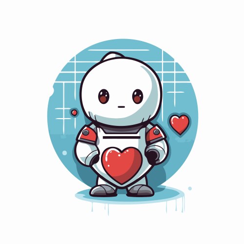 Cute robot holding heart valentines day concept Vector Image