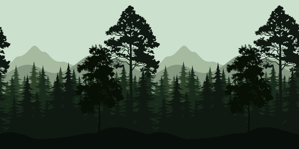 Seamless mountain landscape forest silhouettes Vector Image