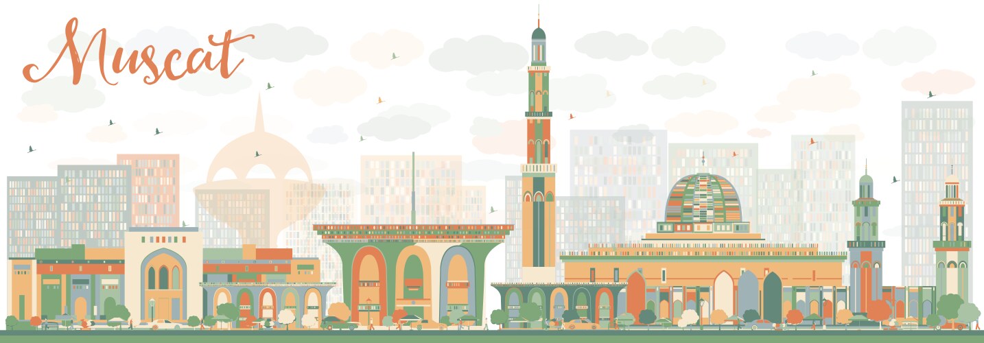 Muscat oman city skyline silhouette Royalty Free Vector