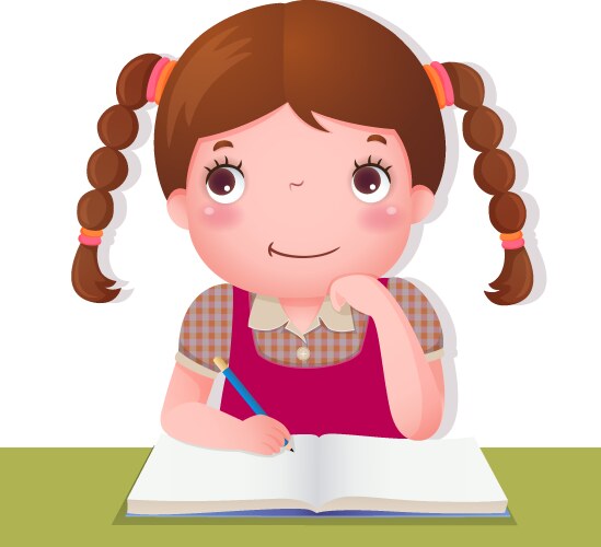 School kids studying in classroom Royalty Free Vector Image