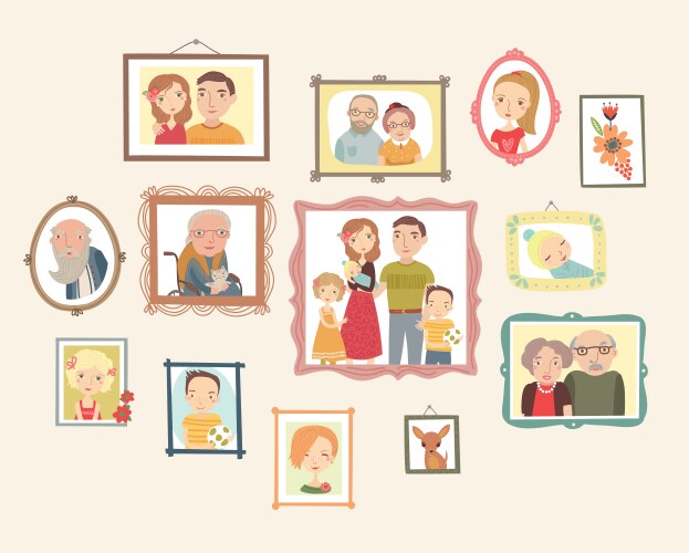 Family portrait photos pictures people photo Vector Image