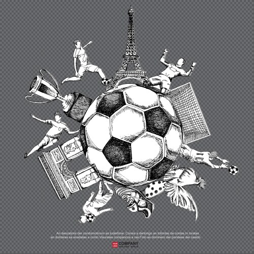 Drawing of soccer background Royalty Free Vector Image