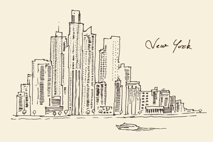 Cartoon cute doodles hand drawn new york Vector Image