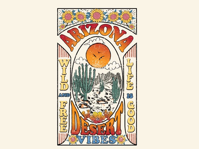 Arizona adventure print design Royalty Free Vector Image