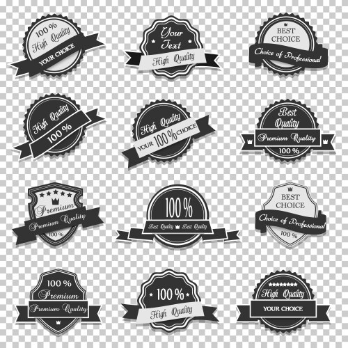 Black ribbons banners on transparent background Vector Image