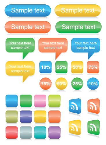 Yellow glossy web elements button set Royalty Free Vector