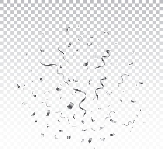 Silver confetti and ribbon isolated on transparent