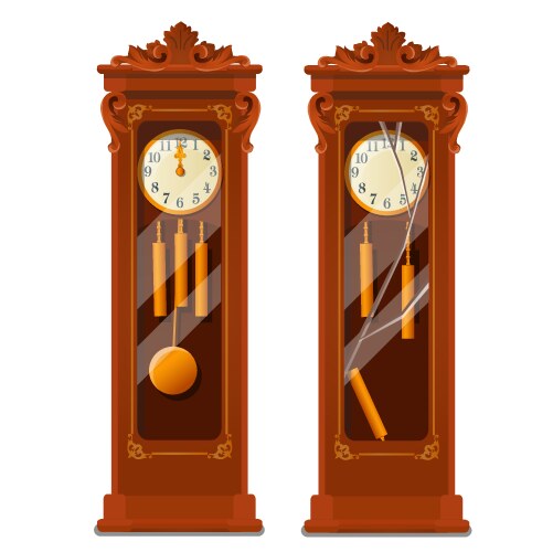 Elegant Wooden Grandfather Clock Royalty Free Vector Image