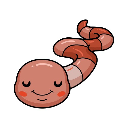 Cute little worm cartoon character Royalty Free Vector Image