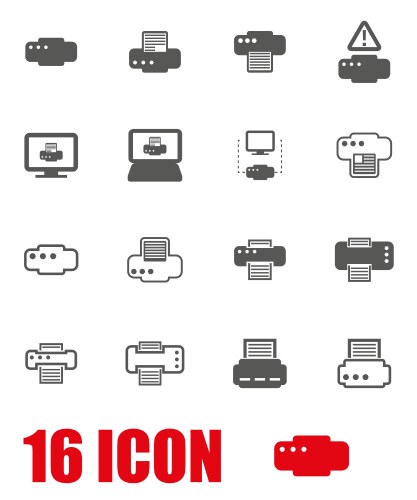 Black printer icons set Royalty Free Vector Image