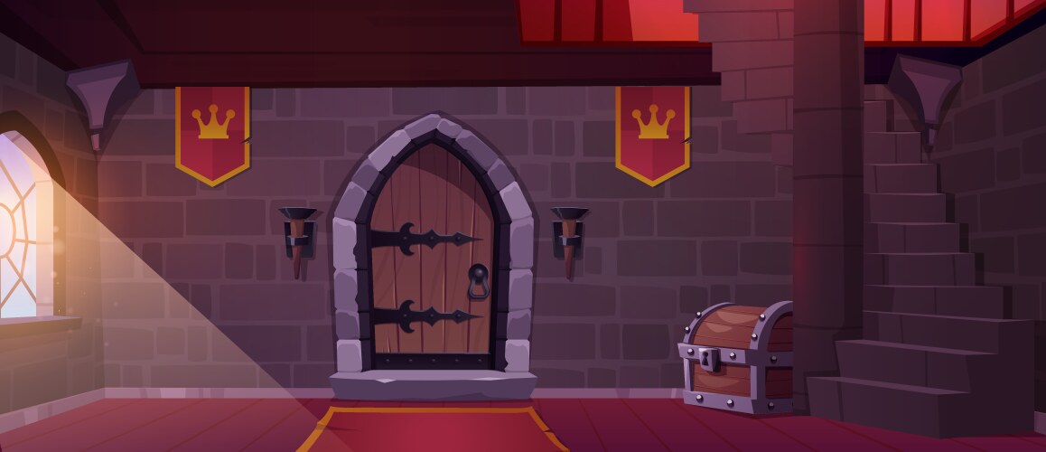 Medieval castle room with knight Royalty Free Vector Image