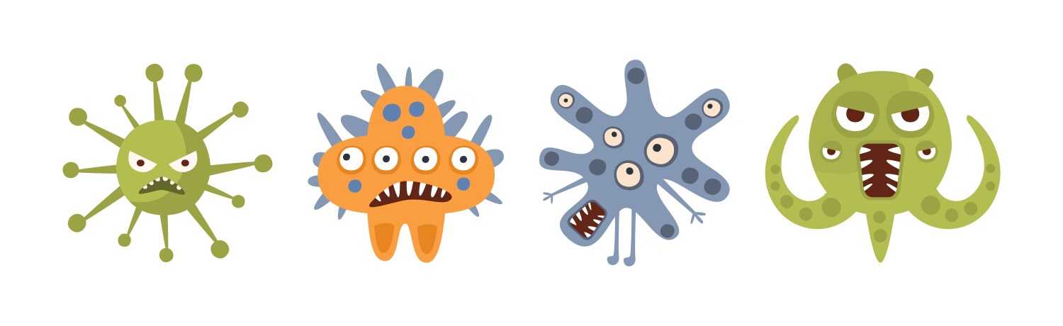 Aggressive fantastic monster microorganisms set Vector Image