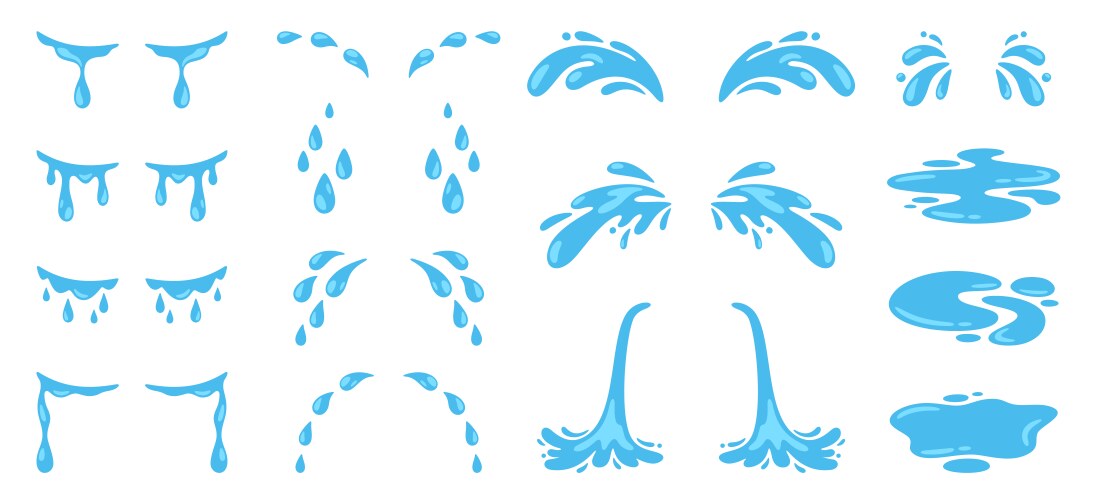 Cartoon tears flat water drops drop of sweating Vector Image