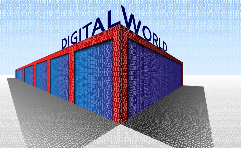 Digital world in a skyscrapers Royalty Free Vector Image