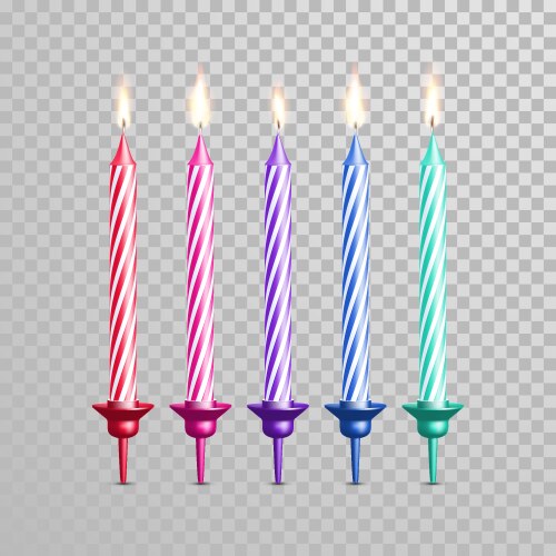 Birthday cake candles realistic set isolated Vector Image