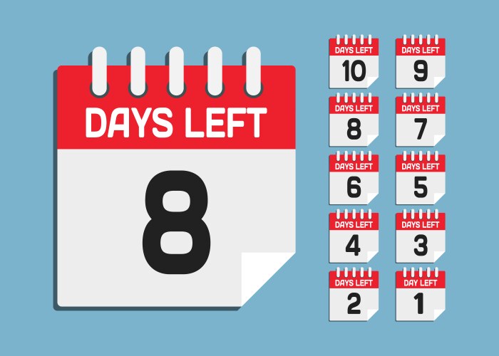 Countdown daily page calendar icon - 5 days left Vector Image